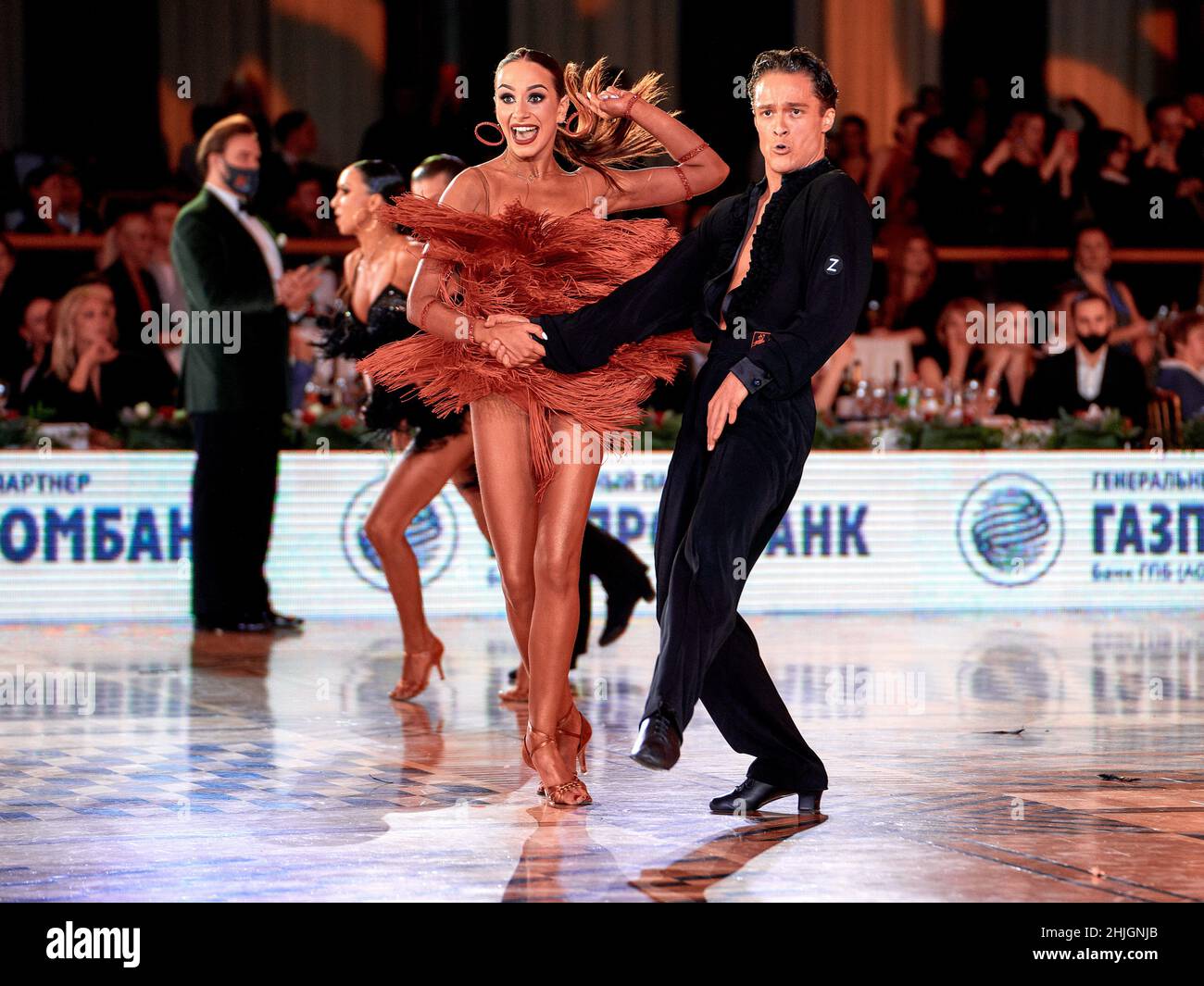 Moscow, Russia. 22nd Jan, 2022. Couples seen dancing in the ...