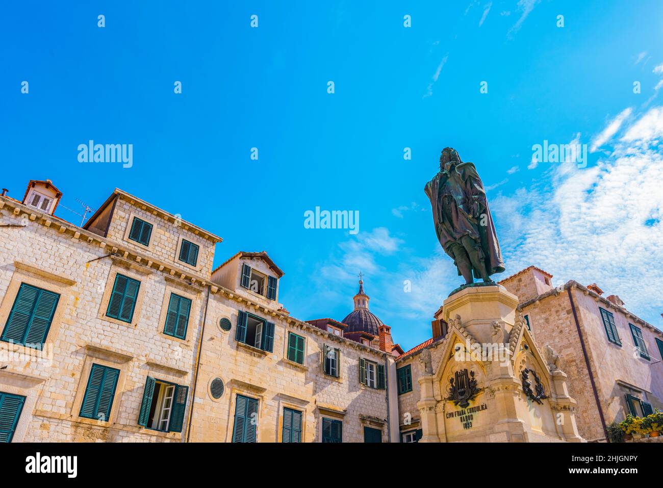 Dubrovnik, Croatia. a monument to the poet Ivan Gundulic square in the ...