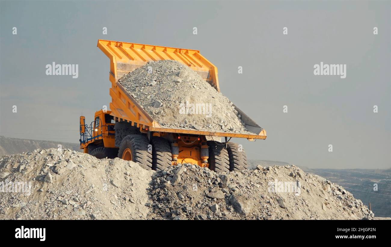 Mining loader unloads limestone ore hi-res stock photography and images ...