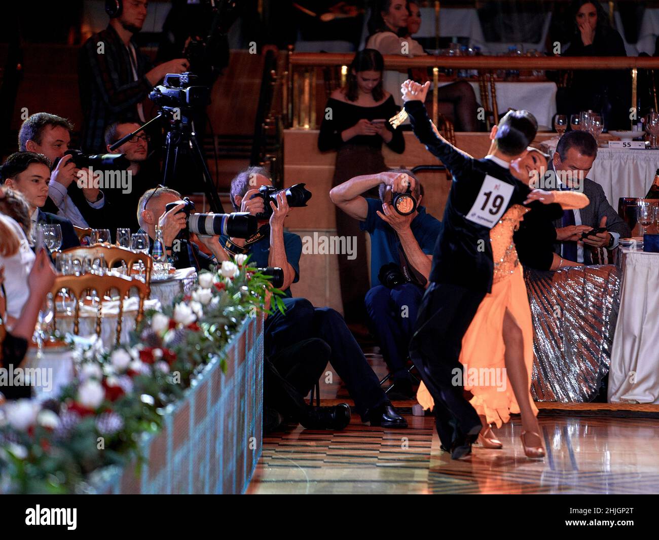 Moscow, Russia. 22nd Jan, 2022. A group of photographers seen taking ...