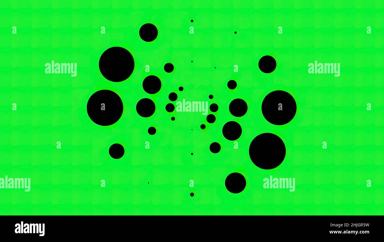 Animation with black pulsating dots in circle. Animation. Black dots in three rows pulsate in ...