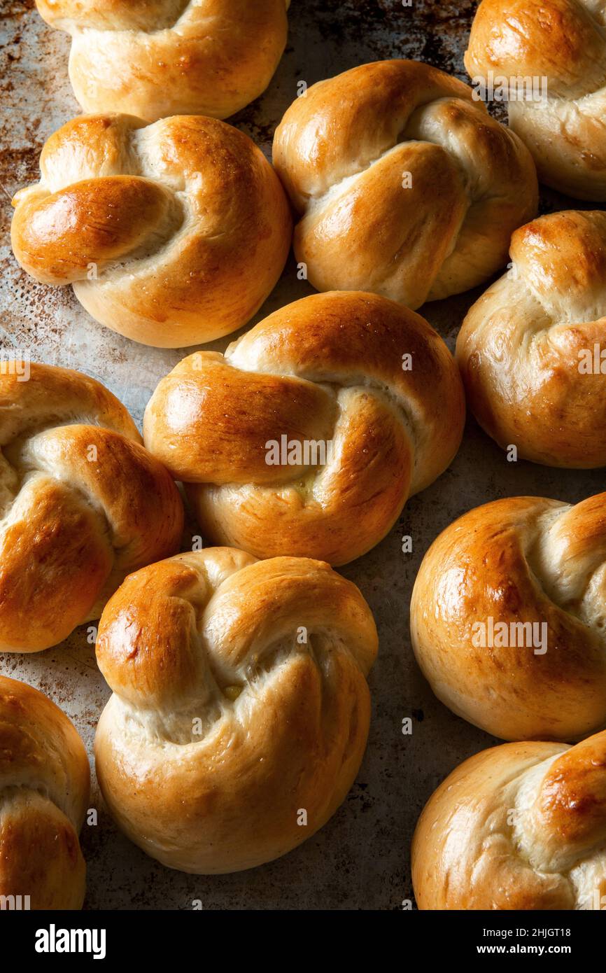 Dinner Bread Roll Knots Stock Photo - Alamy