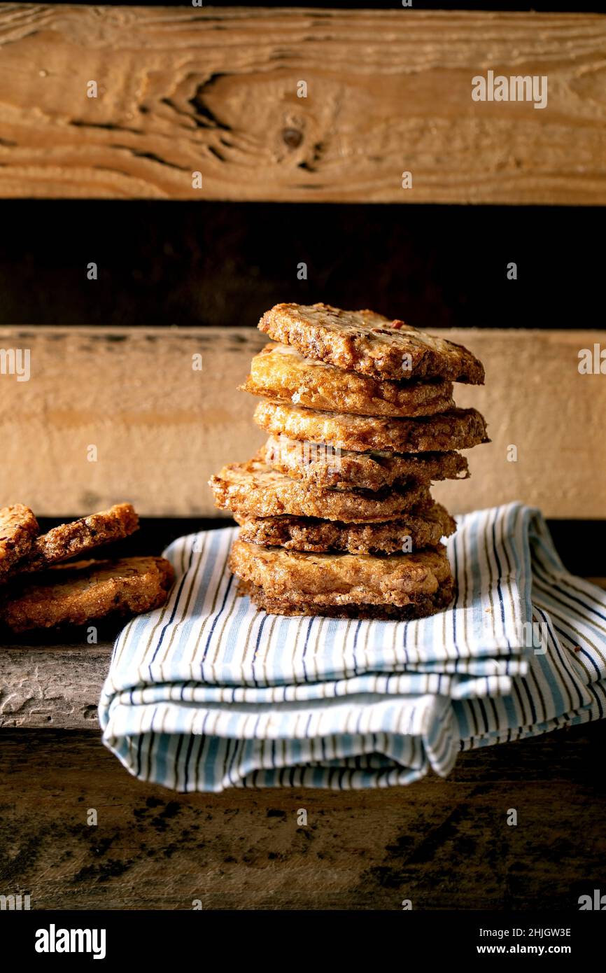 Homemade square shortbread sugar cookies with nuts and white chocolate ...