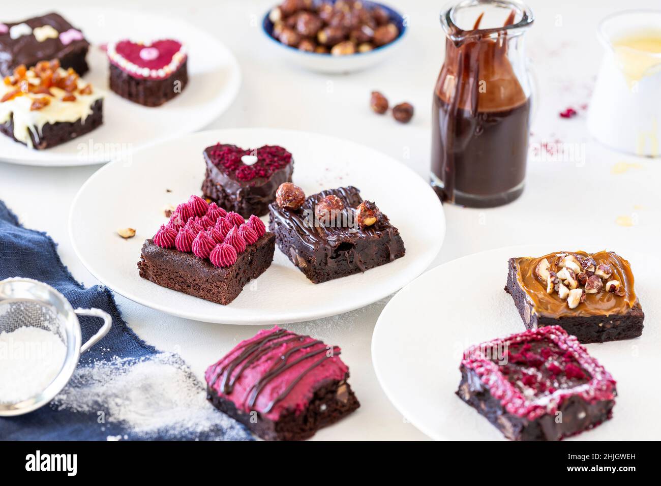 Chocolate Brownie with various toppings Stock Photo - Alamy