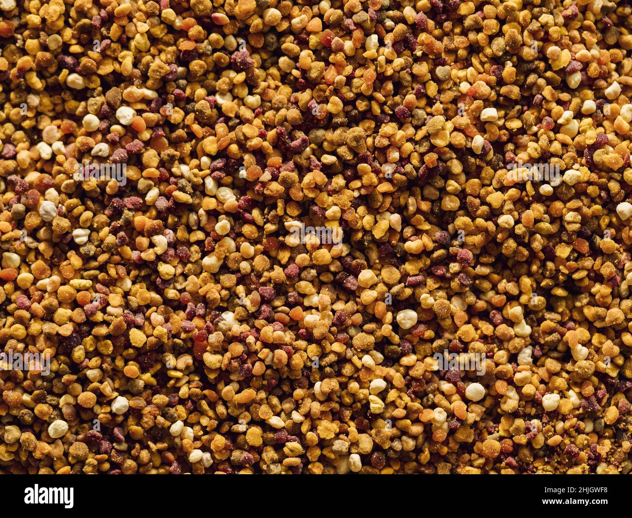 Bee pollen texture. Close-up of pollen, grainy texture. Copy space ...