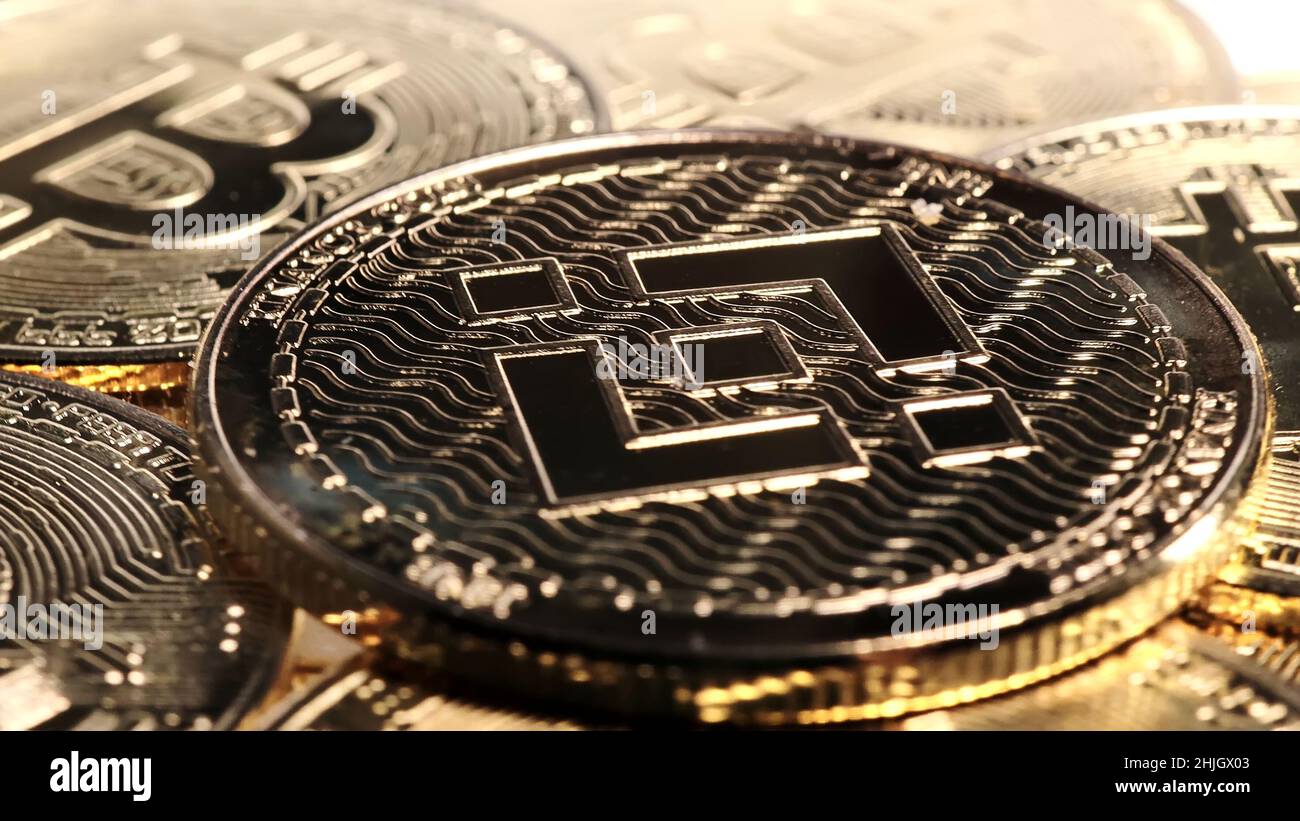 Coin cryptocurrency binance on bitcoins background. BNB Stock Photo - Alamy