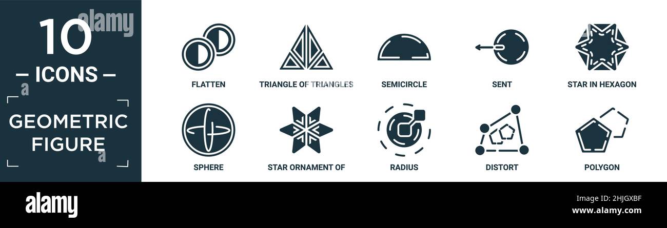 filled geometric figure icon set. contain flat flatten, triangle of ...