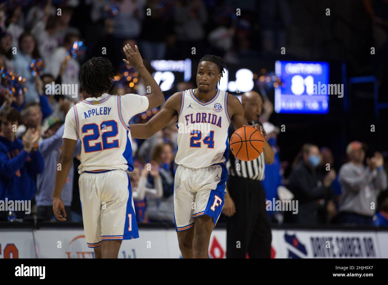 January 29, 2022: Florida Gators guard Phlandrous Fleming Jr. (24) and ...