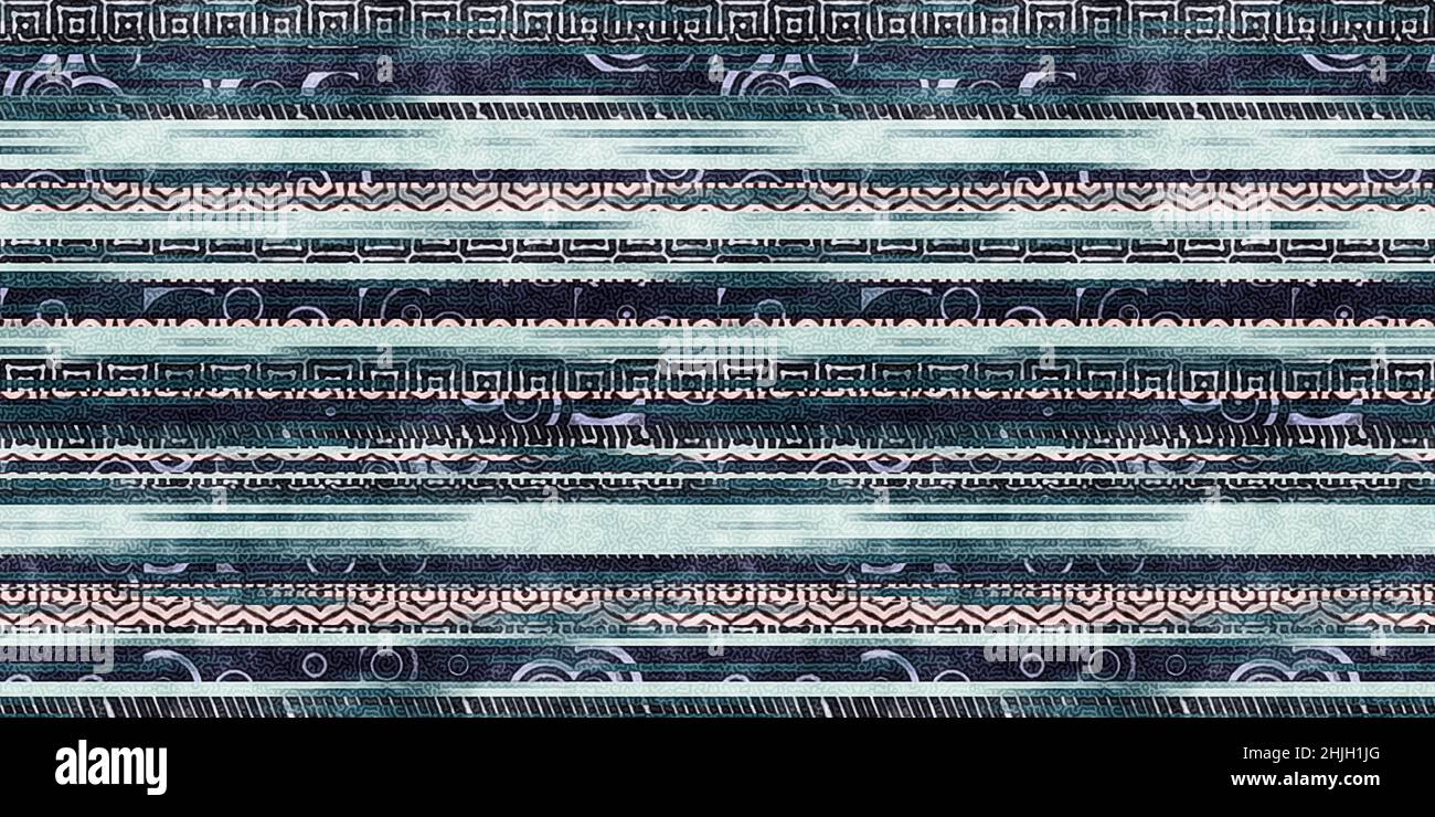 Seamless tribal ethnic stripe grungy border surface pattern design for ...