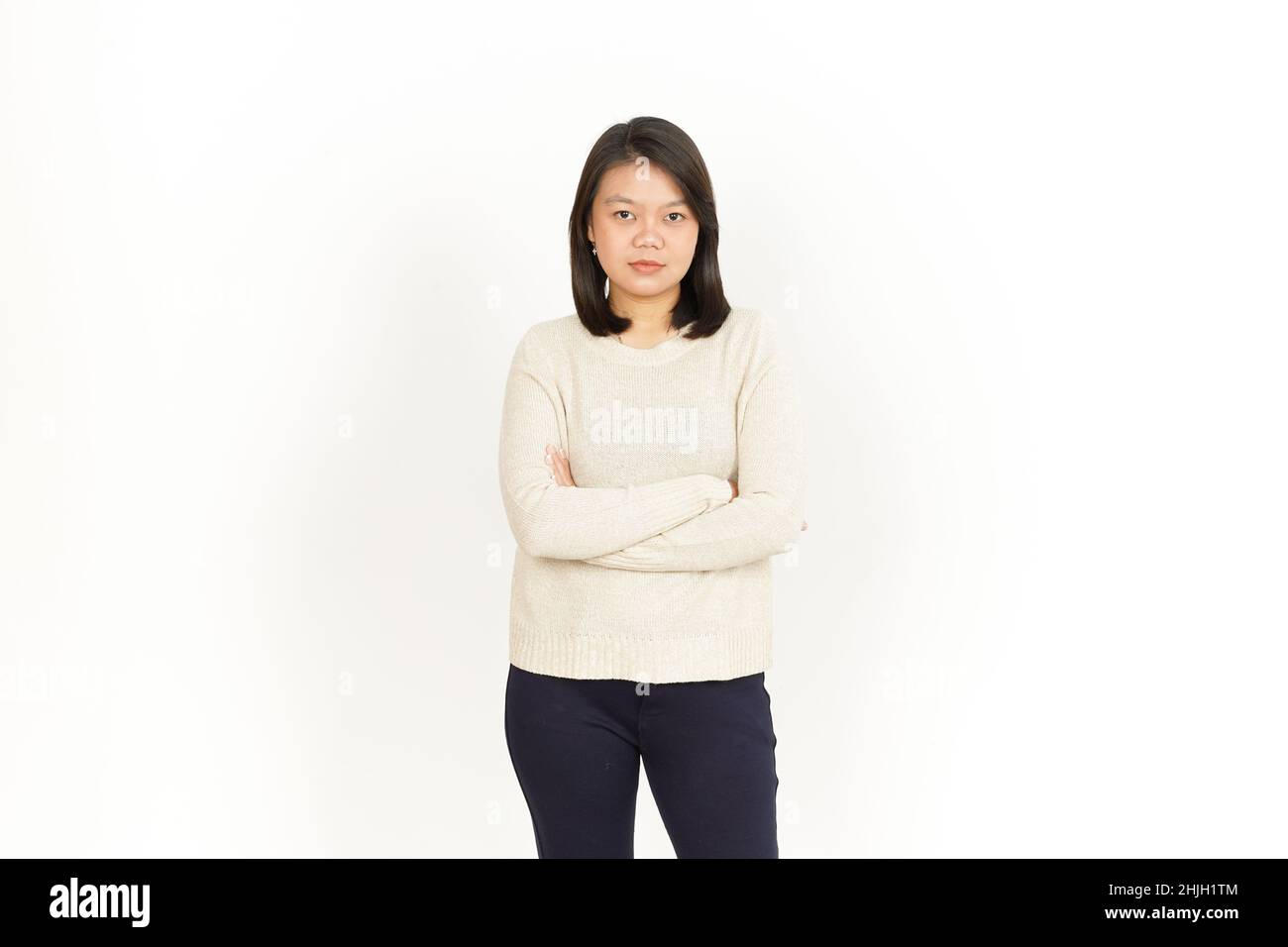 Fold arms of Beautiful Asian Woman Isolated On White Background Stock ...