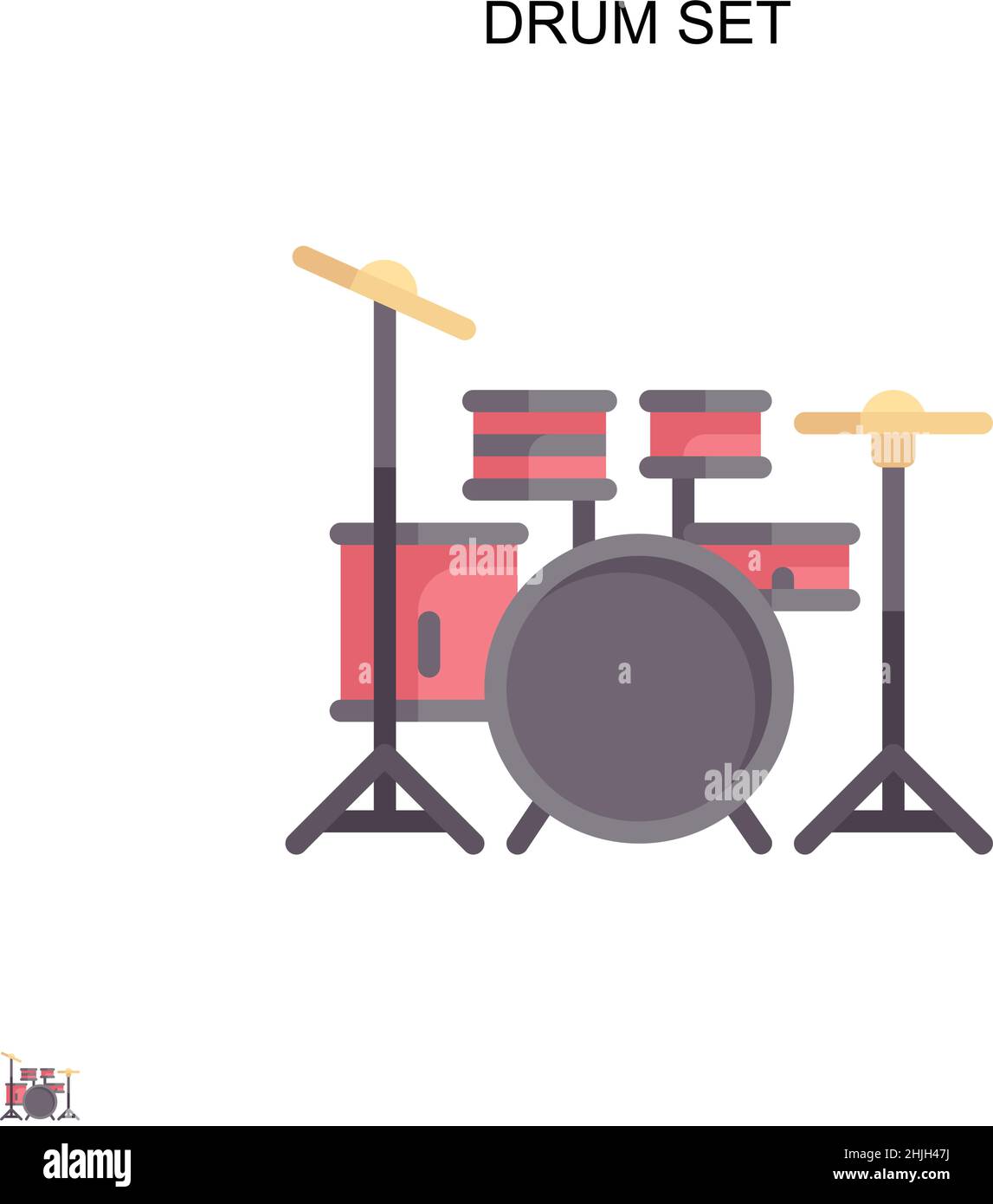 Drum set Simple vector icon. Illustration symbol design template for ...