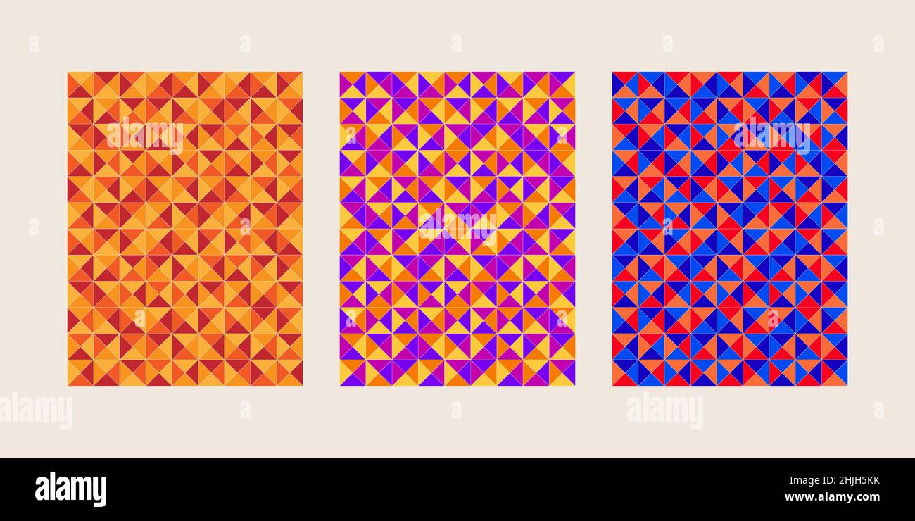 Triangular covers, set with geometric backgrounds. Template with ...
