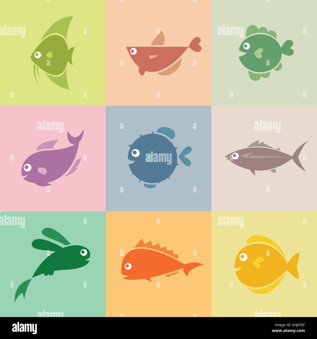 Set of vector fish icons. Easy editable layered vector illustration ...