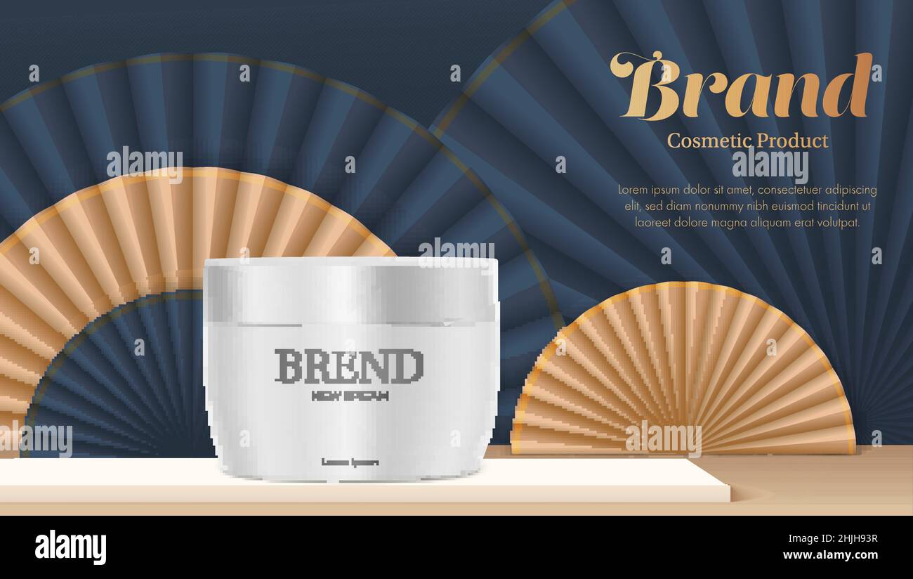 Jar of cosmetic cream ads banner. Template for branding and ...