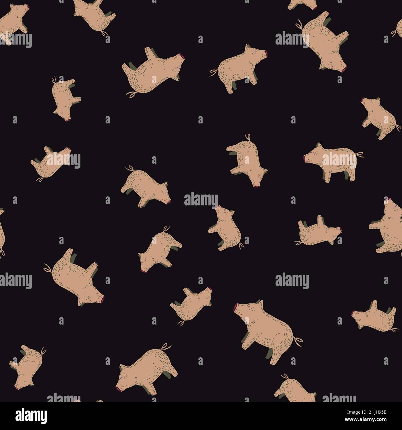 Cute pigs seamless pattern. Background of livestock animals . Repeated ...