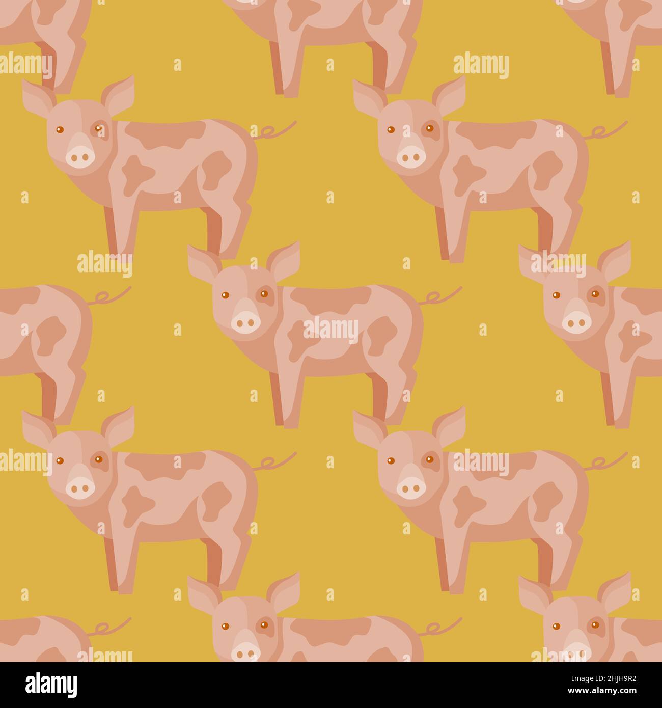 Seamless pattern of pig. Domestic animals on colorful background ...