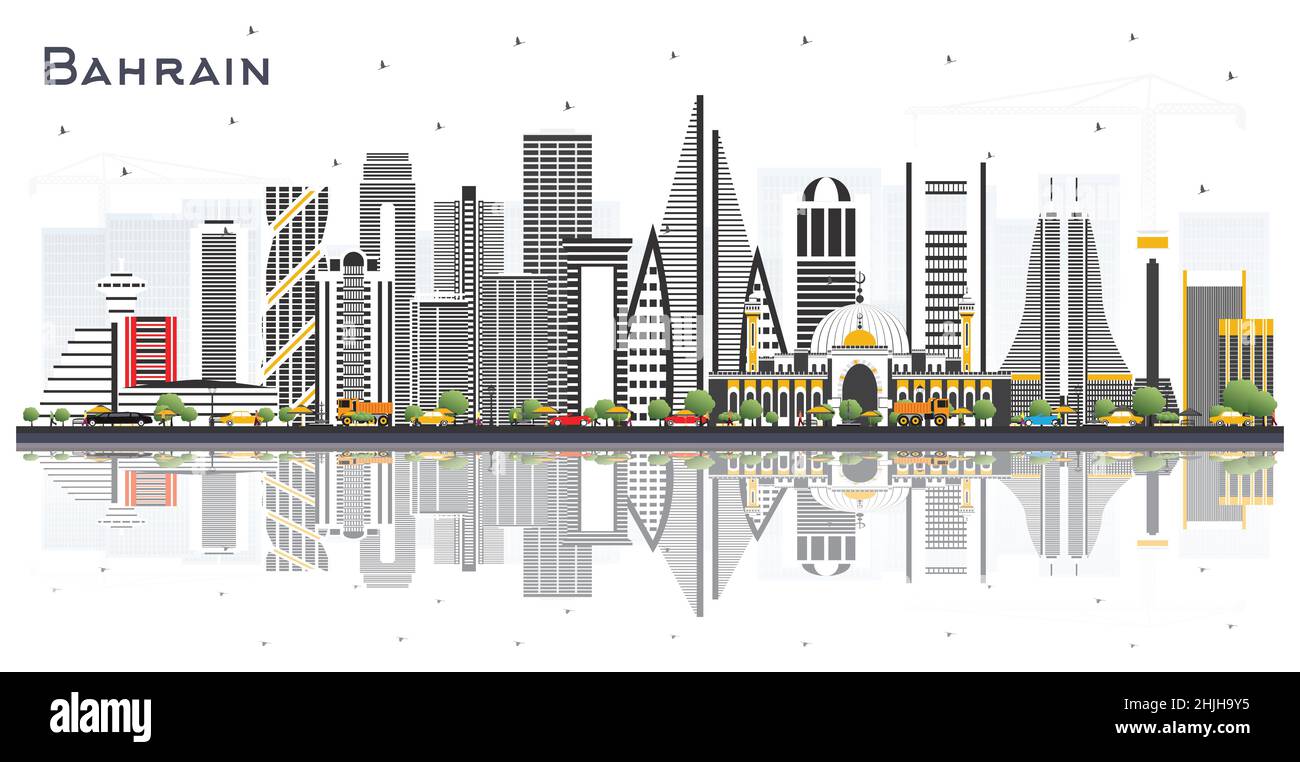 Bahrain City Skyline with Gray Buildings and Reflections. Vector ...
