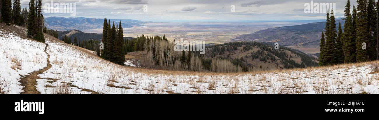 Snow lining a hillside along the higher elevations of the Mikesell ...