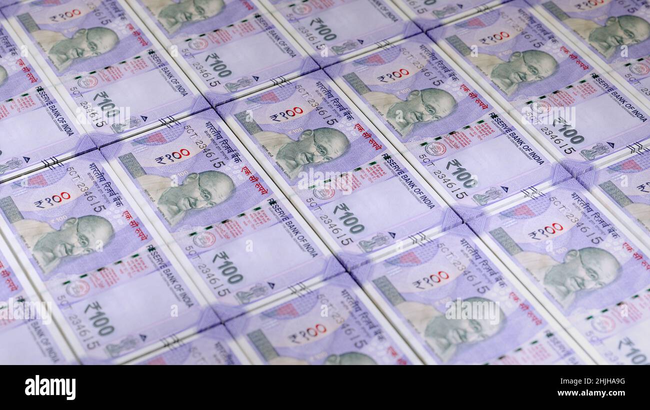 Indian Rupee 100 Currency Note Bundles - 3D Illustration Stock Photo ...