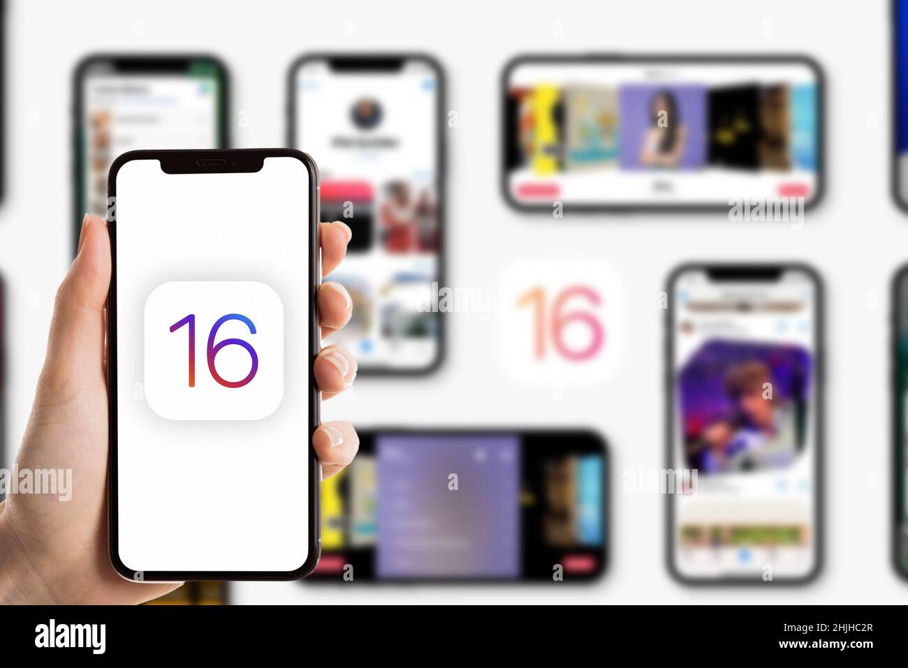 New iPhone pro with the apple installation screen with the new IOS 16 ...