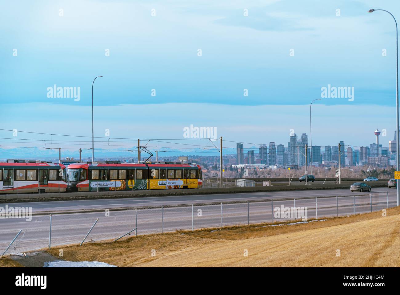 29 January 2022 - Calgary Alberta Canada -Calgary Transit LRT train ...