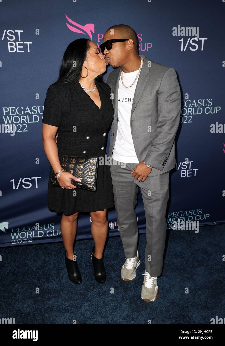 HALLANDALE, FLORIDA - JANUARY 29: Aisha Atkins (L) and Ja Rule attends ...