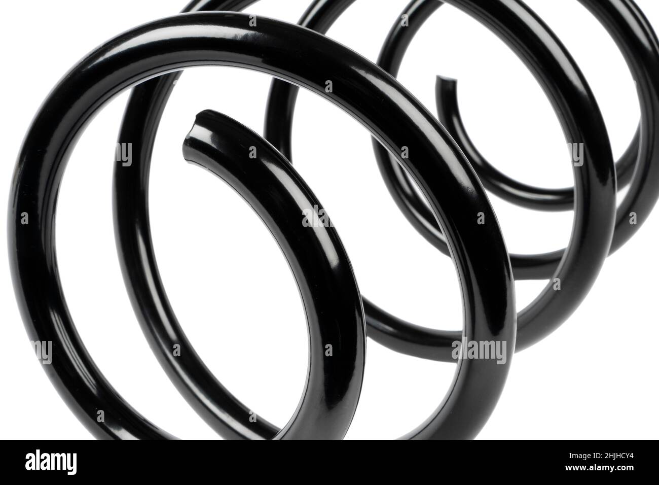 Automotive shock absorber coil spring isolated on white background ...