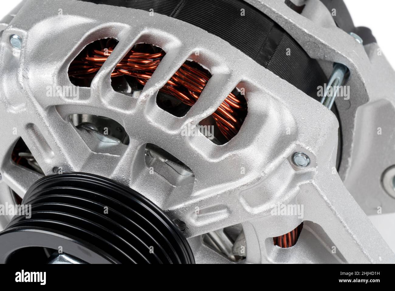 Power generator background. New car generator with the shaft ...