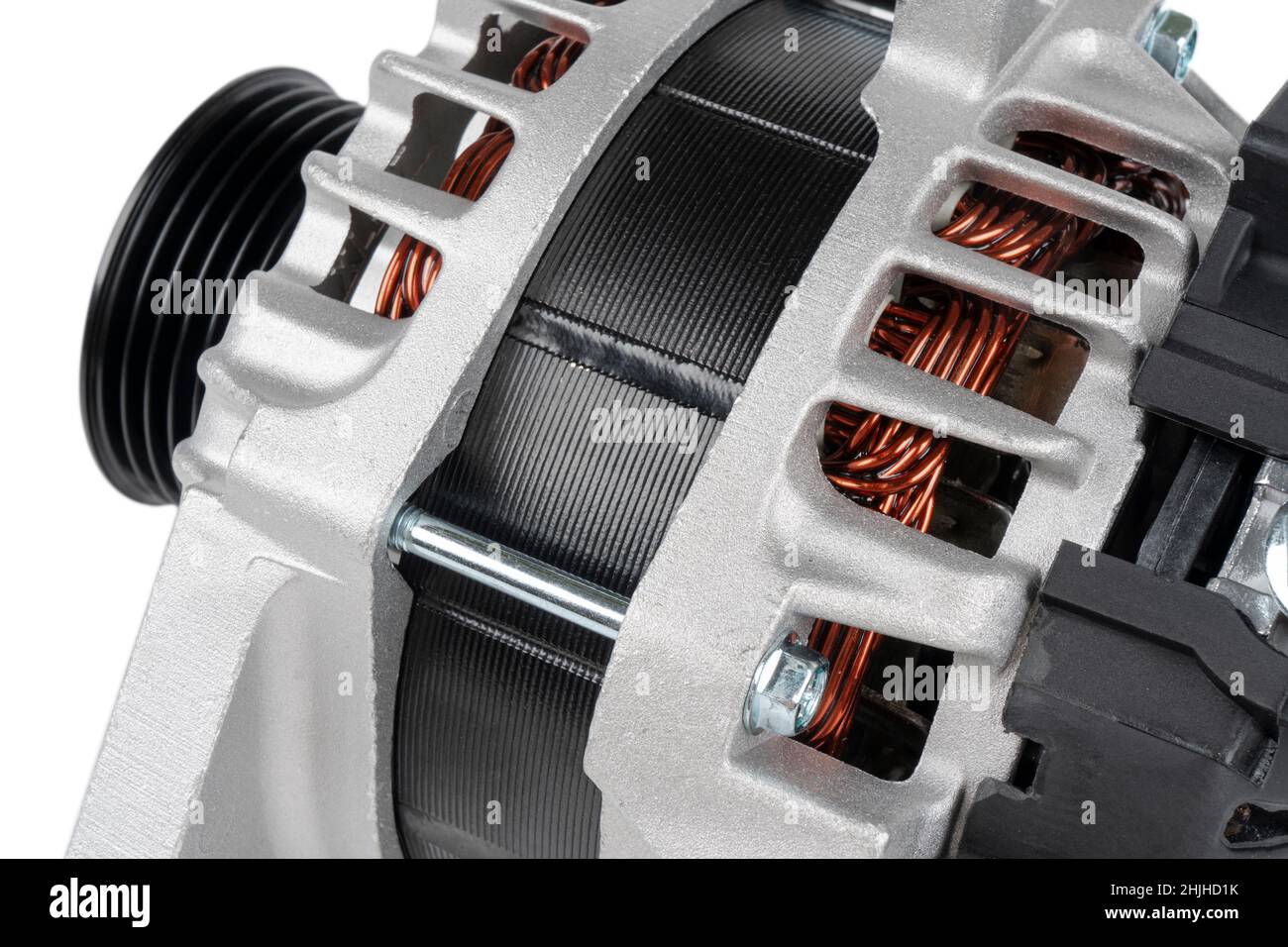 Power generator isolated on white background. New car generator with ...