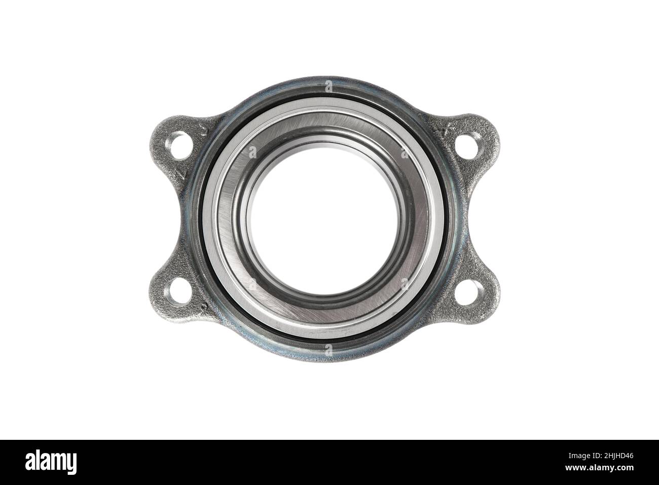 Wheel hub. Metal silver ball bearing with balls on white isolated ...