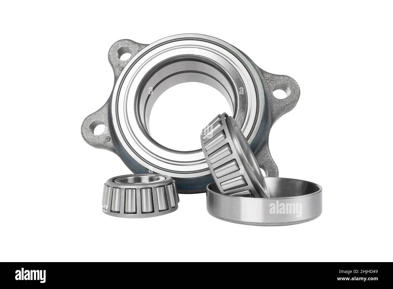 Wheel hub. Metal silver ball bearing with balls on white isolated ...
