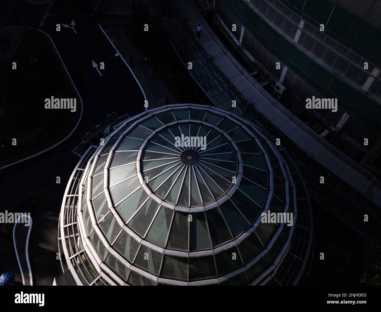 Top view shot of an architecture Circular Partial Light Shadow ...