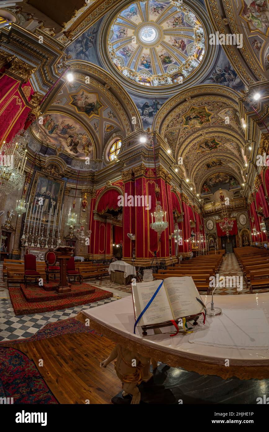 Ceiling and Altar at a church in Malta Stock Photo - Alamy