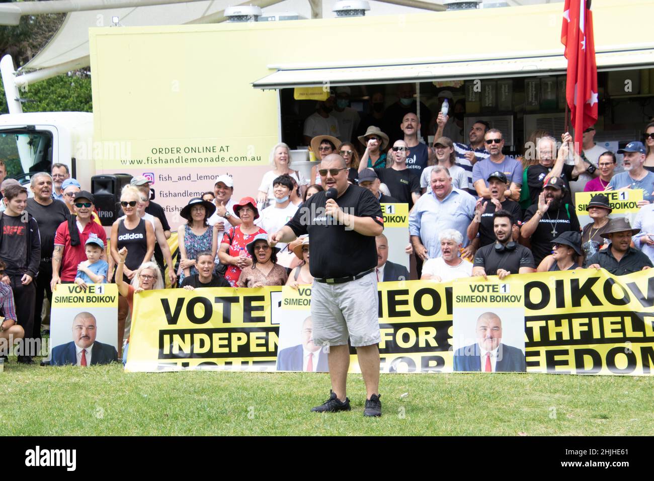 Sydney, Australia. 30th January 2022. Freedom fighter Simeon Boikov ...