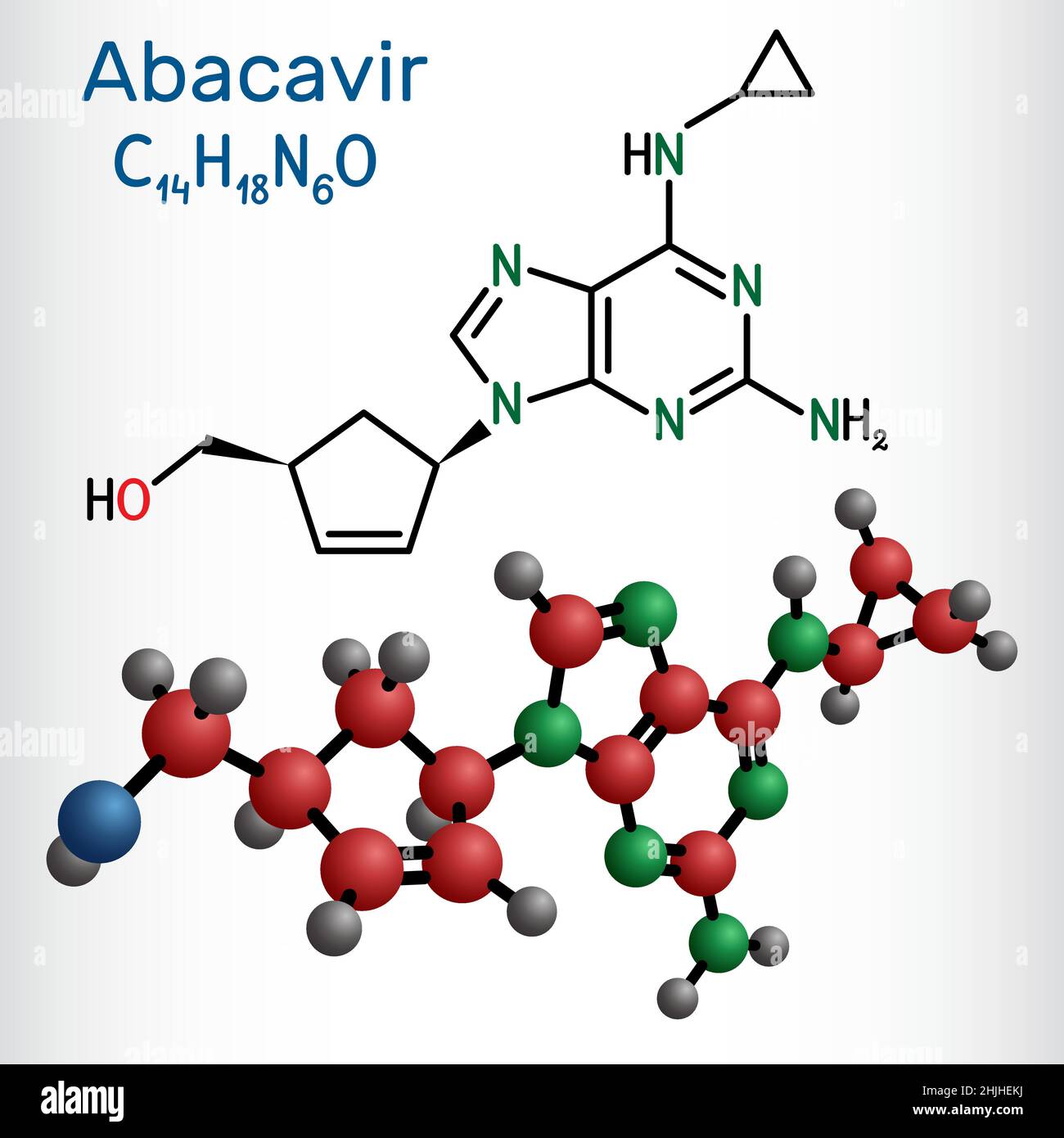 Abacavir, ABC molecule. It is antiviral nucleoside reverse ...