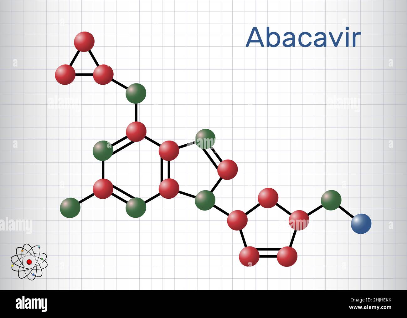 Abacavir, ABC molecule. It is antiviral nucleoside reverse ...
