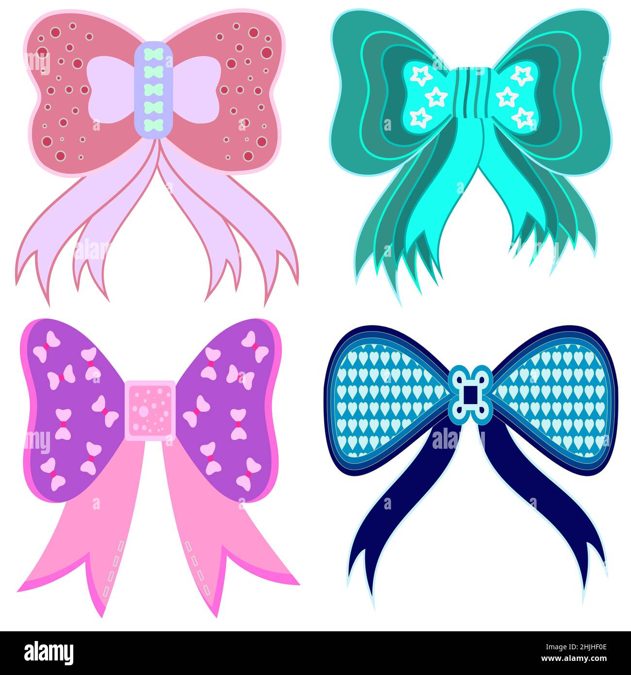 Cute vector ribbon bundle which includes different colors and designs ...