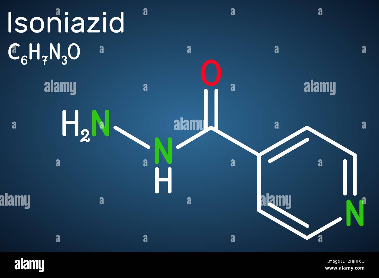 Isoniazid, isonicotinic acid hydrazide, INH molecule. It is antibiotic ...