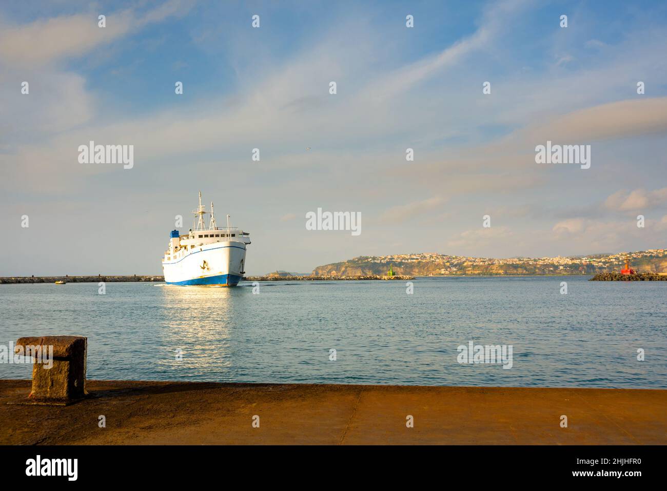 Ship in a harbor Stock Photo - Alamy