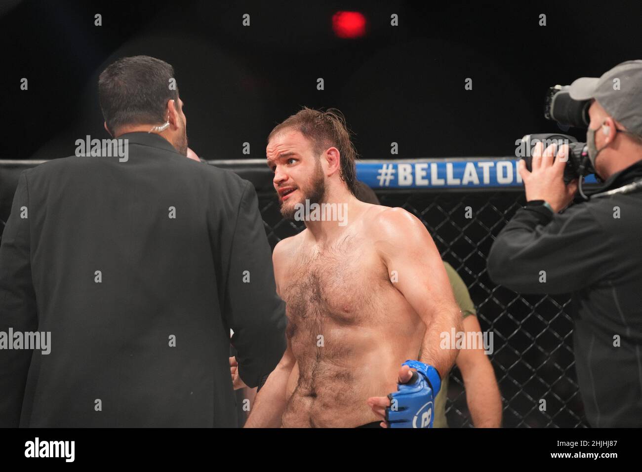 PHOENIX, AZ - JANUARY 29: Ben Parrish reacts over his lost against Sullivan Cauleyn in their ...