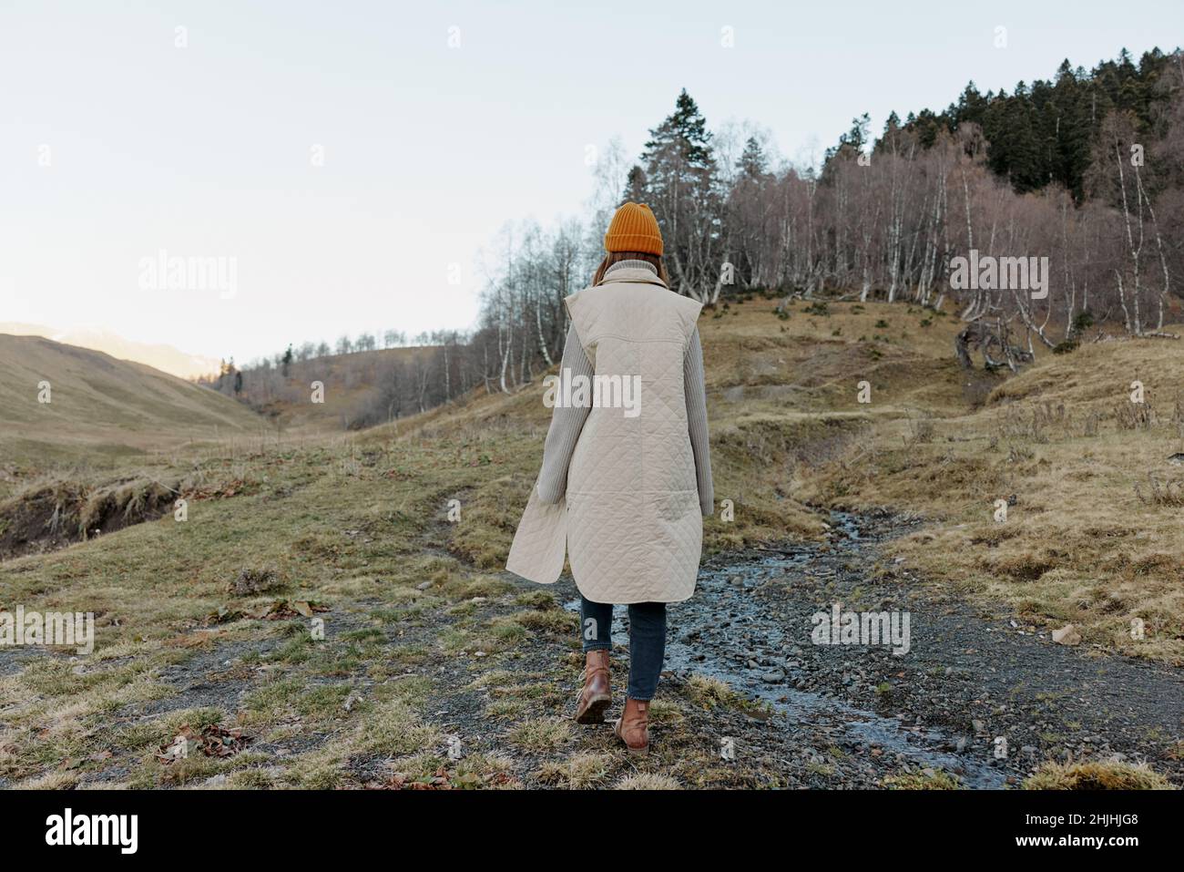 woman trees without leaves travel fresh air landscape Stock Photo - Alamy