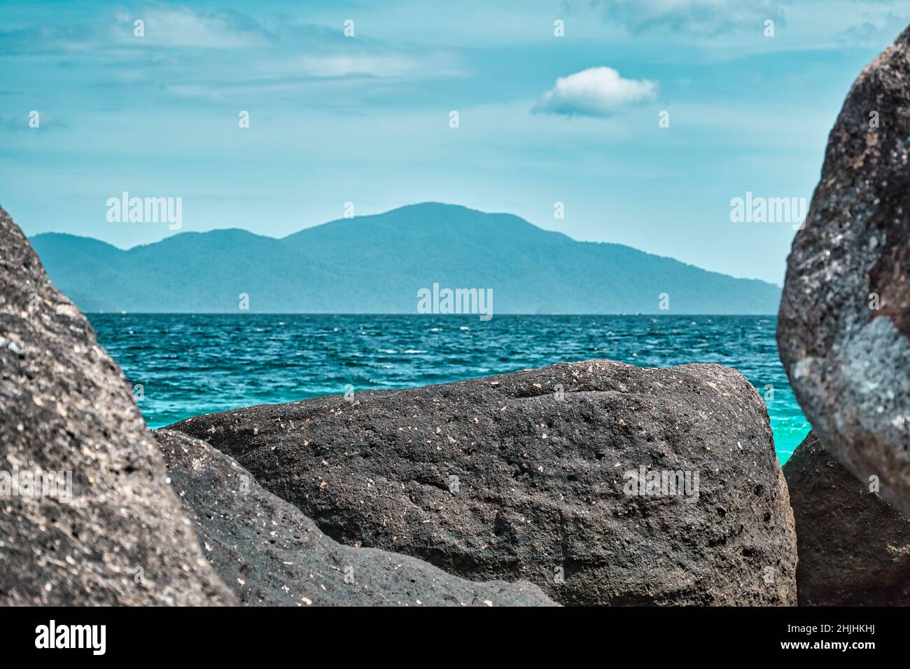 Seascape view of the beautiful Andaman sea around magical island Koh ...