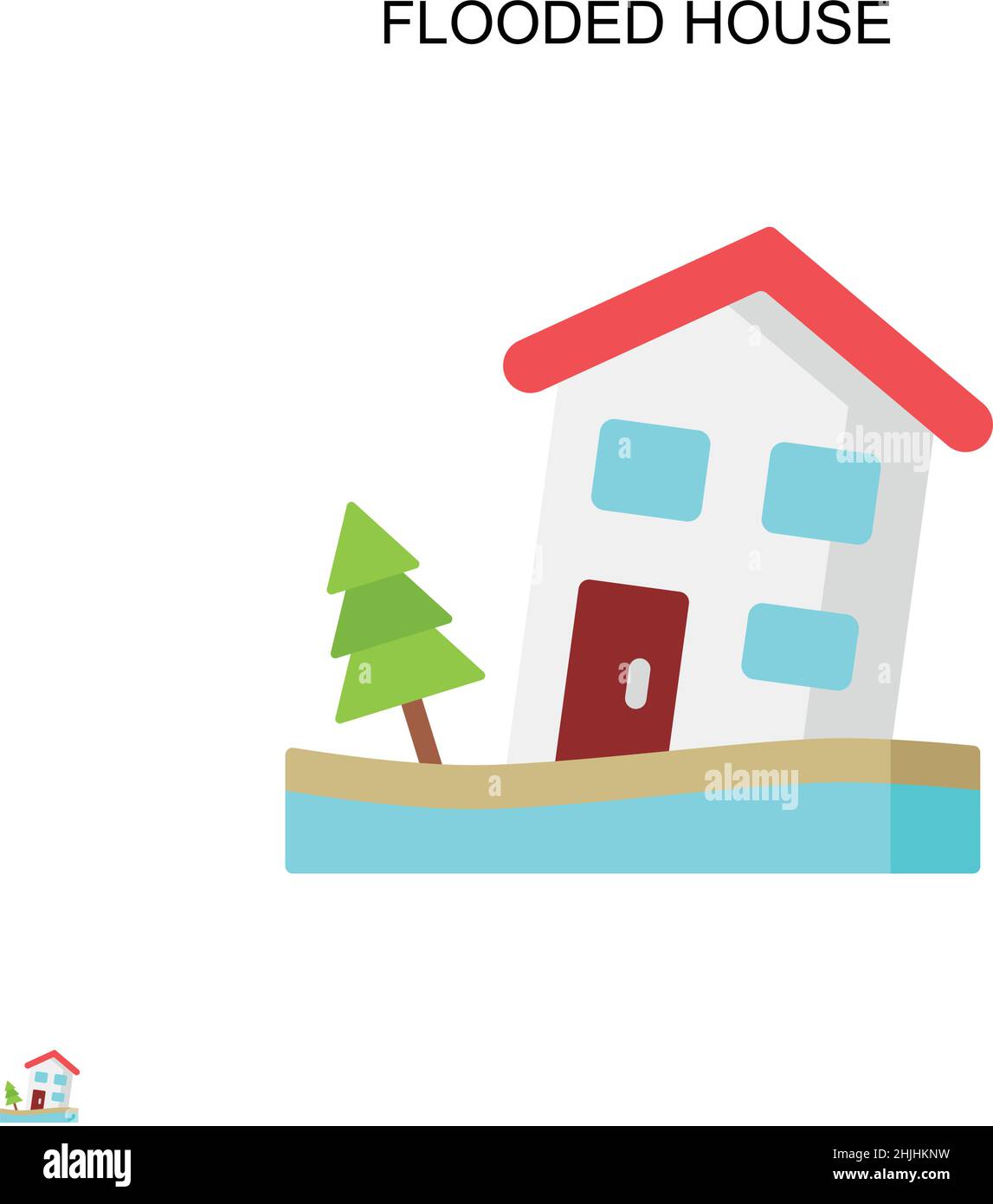 Flooded house Simple vector icon. Illustration symbol design template ...