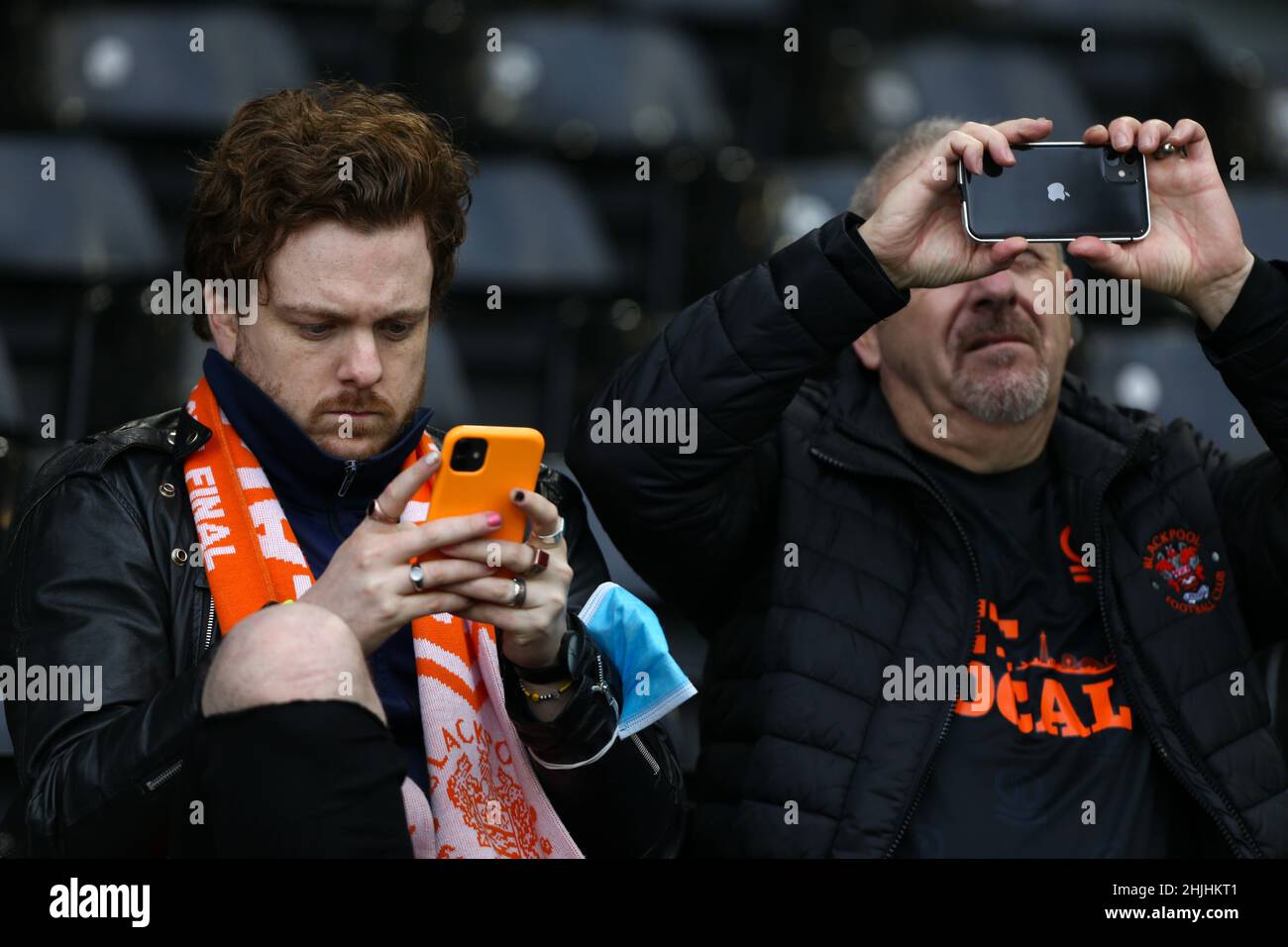 Blackpool fans seen in the stadium before kick off Stock Photo - Alamy