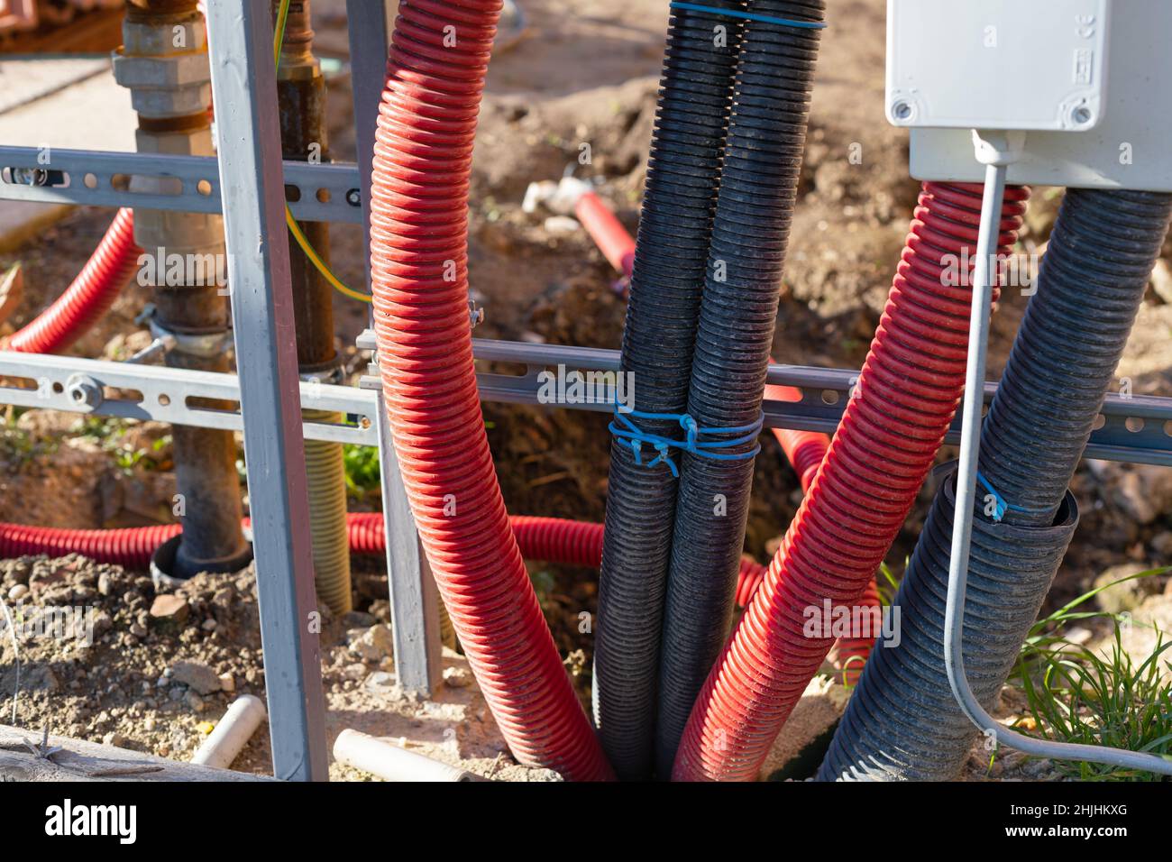 Outdoor electrical installation under construction Stock Photo - Alamy
