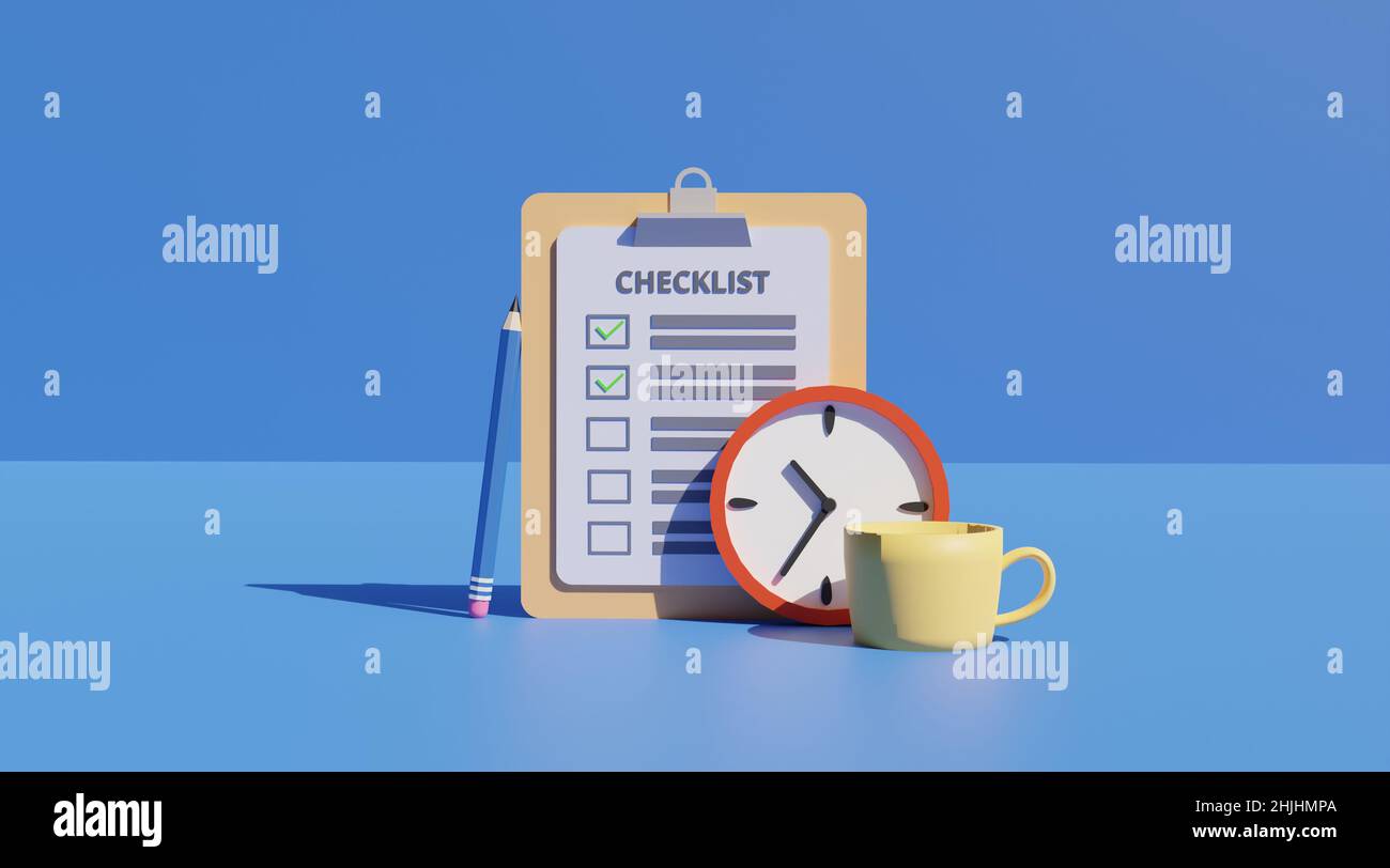 business checklist concept with some todo list with clock time and ...