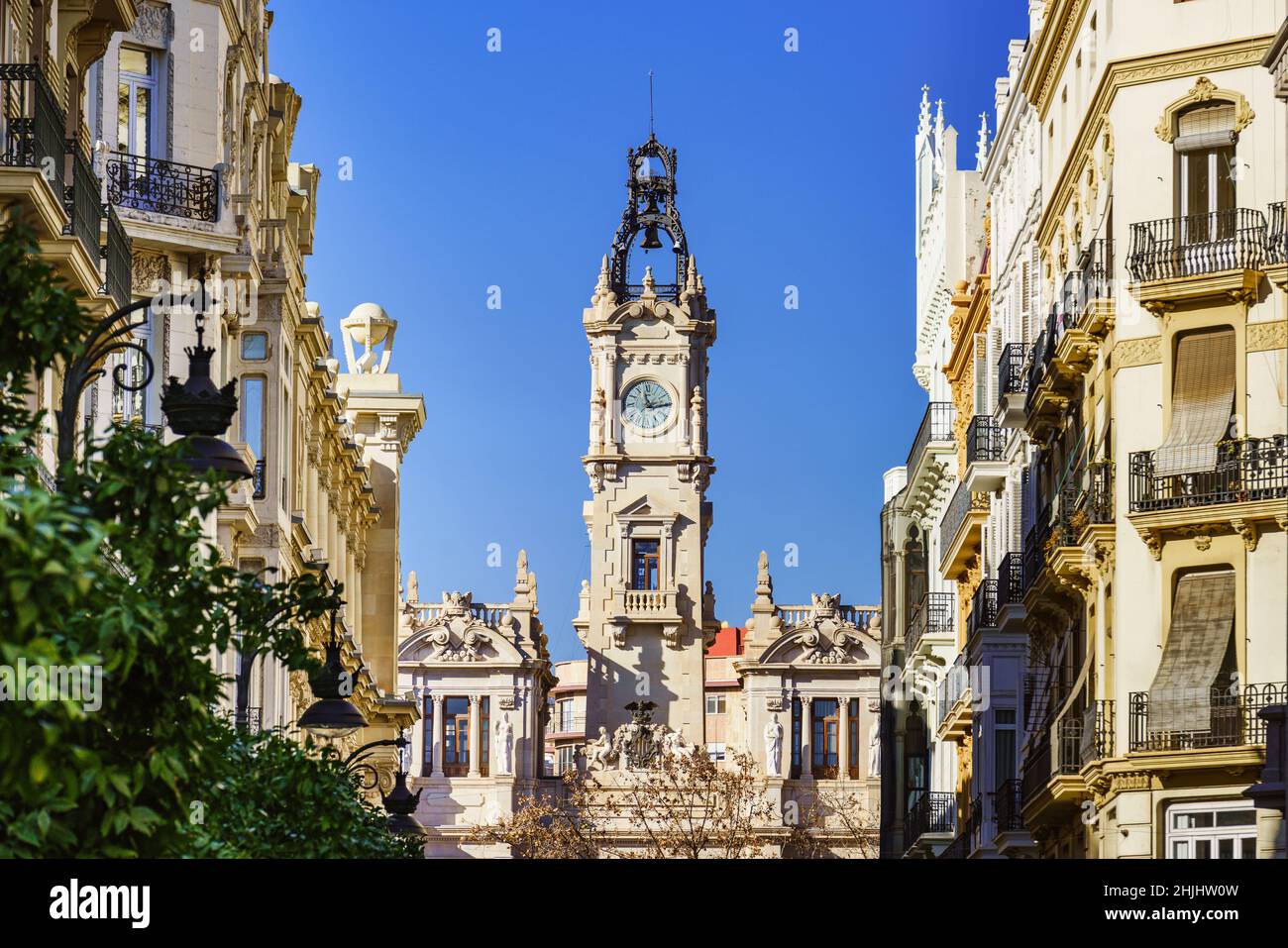 View of Valencia city hall tower inaugurated in 1930 Stock Photo - Alamy