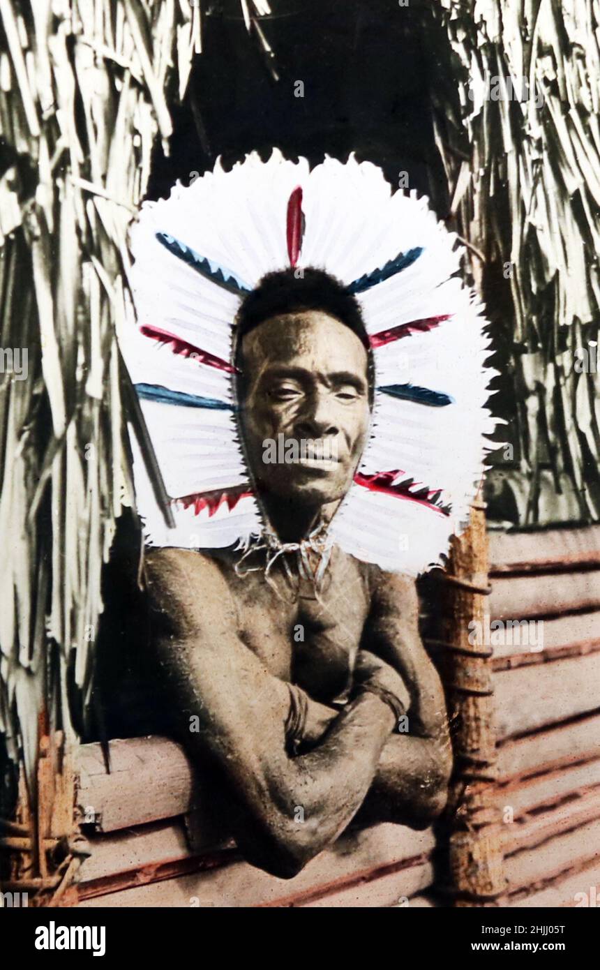 Tribal headdress, Papua New Guinea, Victorian period Stock Photo - Alamy