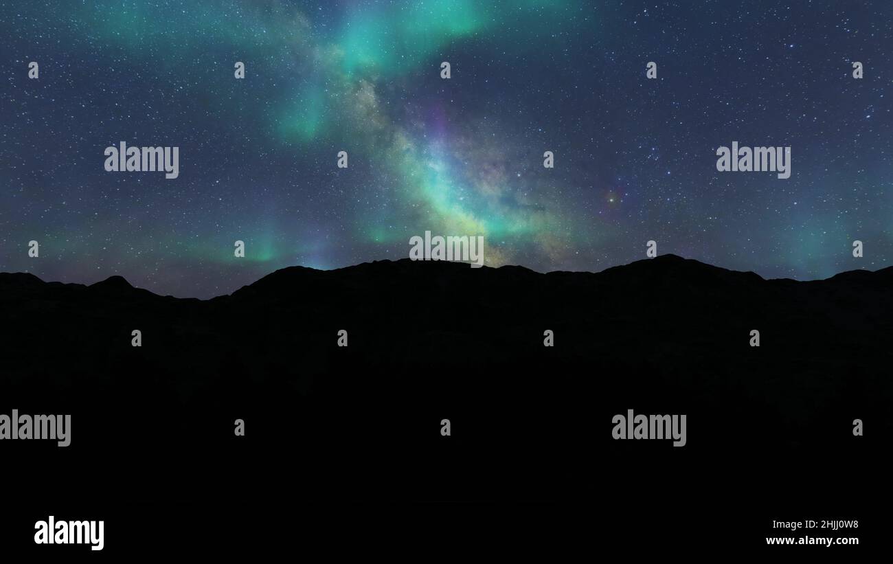 Fantastic aurora mountain Starry night northern Lights polar merry ...