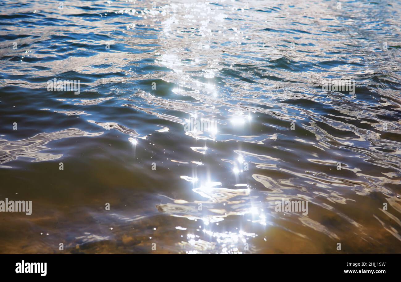 Water surface. The texture of the water. Waves on the lake windy ...
